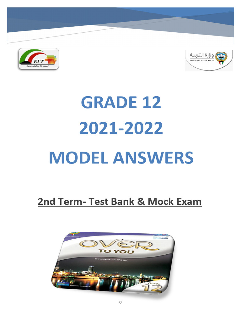 Grade 12 Test Banks 2nd Term Model Answers | PDF | Ellipsis | Sleep