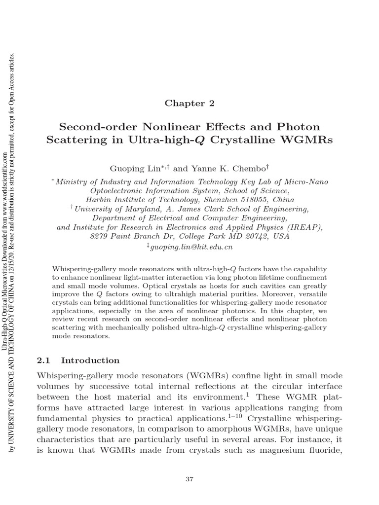 Second-Order Nonlinear Effects and Photon Scattering in Ultra-High | PDF | Nonlinear Optics ...