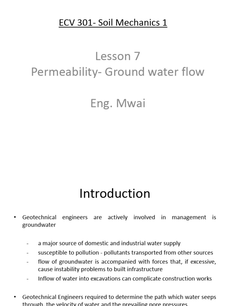 Lesson 7b Permeability - Flow Nets | PDF | Applied And Interdisciplinary Physics | Physics