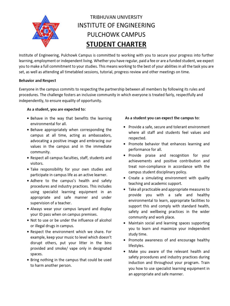 Students Charter | PDF | Learning | Behavior