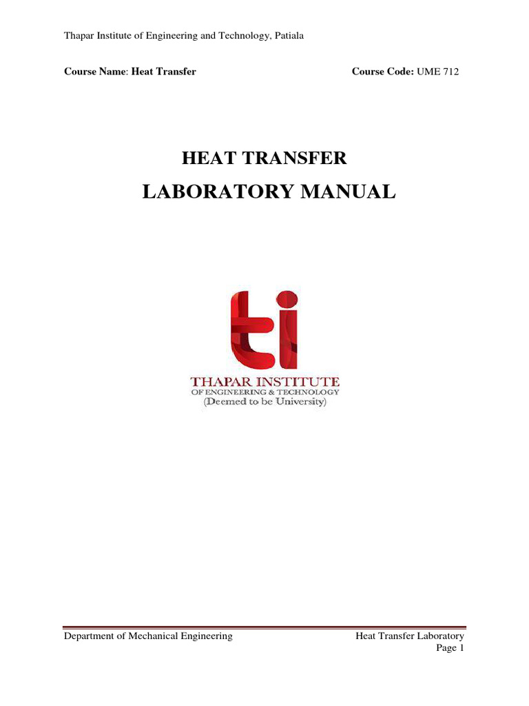HT Lab Manual (Experiment-8) | PDF | Heat Exchanger | Heat Transfer