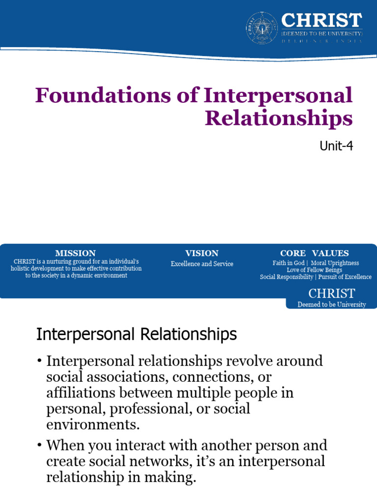Foundations of Interpersonal Relationships | PDF | Interpersonal ...