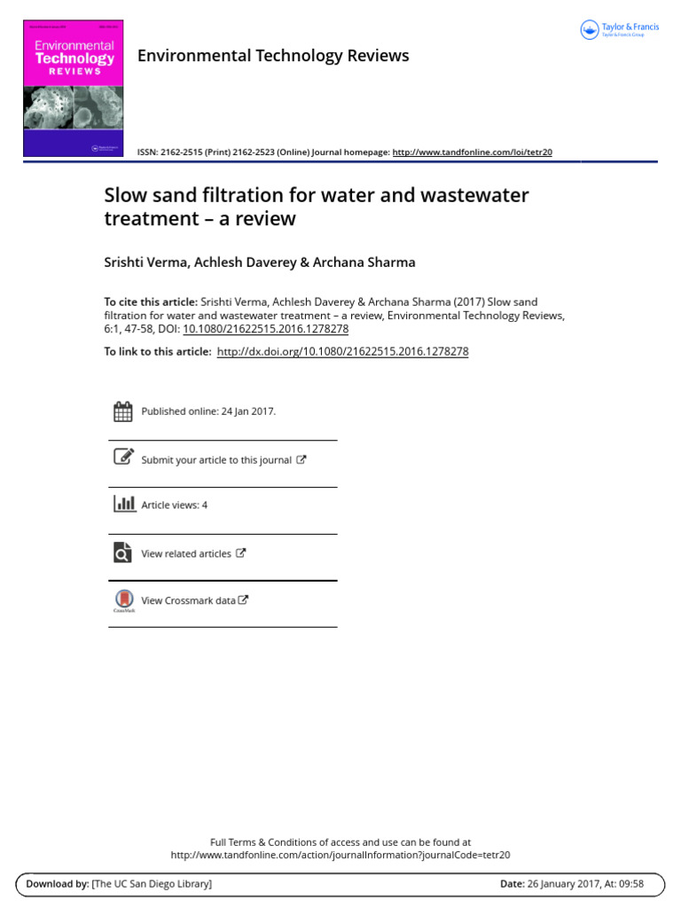 Slow Sand Filtration For Water and Waste | PDF | Sewage Treatment ...