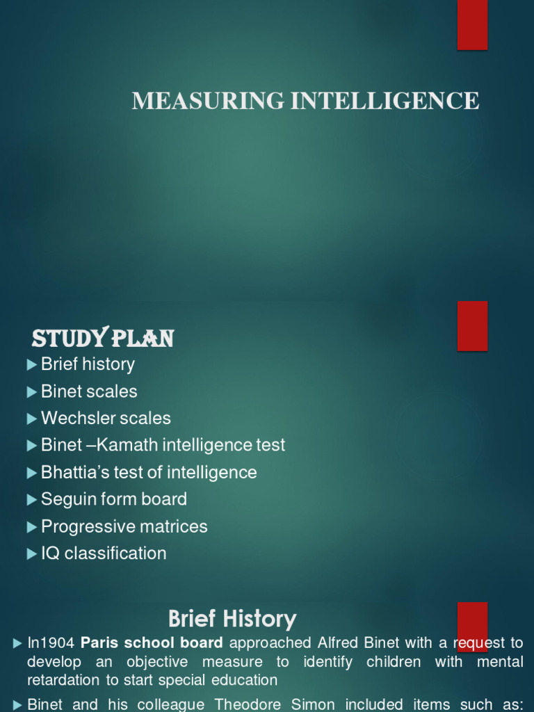 MEASURING INTELLIGENCE-2nd BSC Psy | PDF | Wechsler Adult Intelligence ...