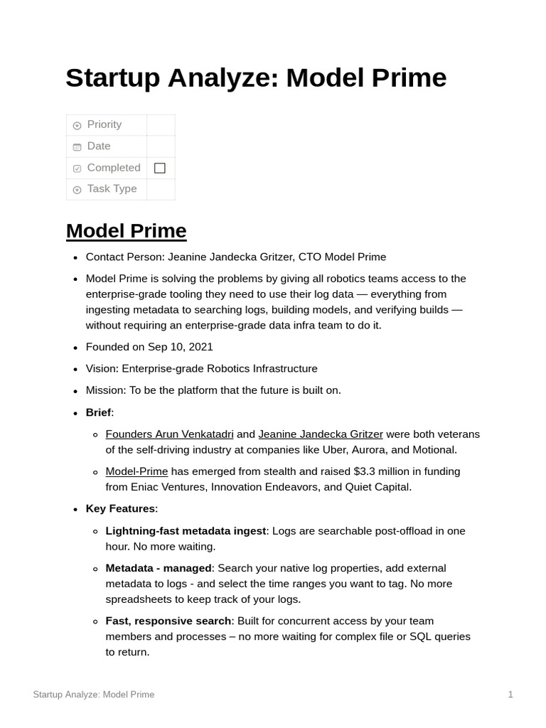 Startup - Prime Model | PDF | Metadata | Startup Company