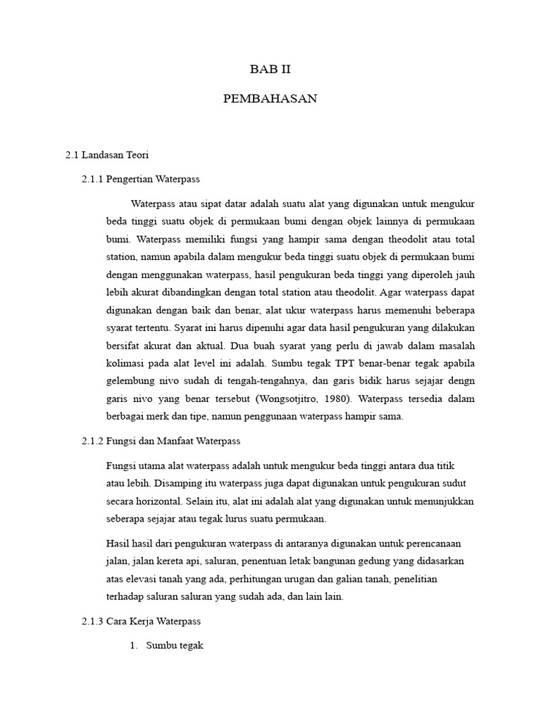 Waterpass Bab II | PDF