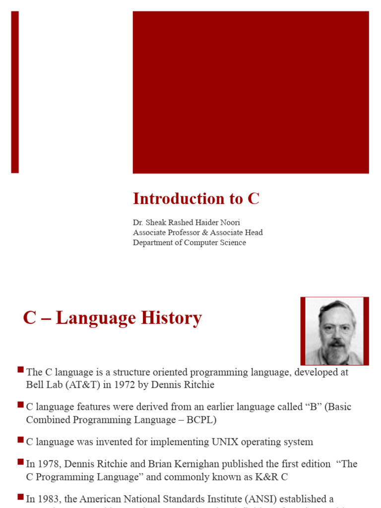 Lecture 11 Introduction To C Pdf C Programming Language Computer Engineering 8833
