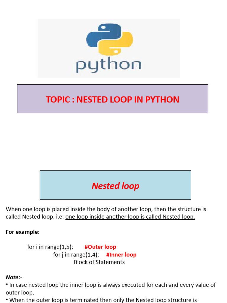 Xi-Cs-Nested Loop in Python | PDF | Control Flow | Computer Programming Xi-Cs-Nested Loop in Python | PDF | Control Flow | Computer Programming