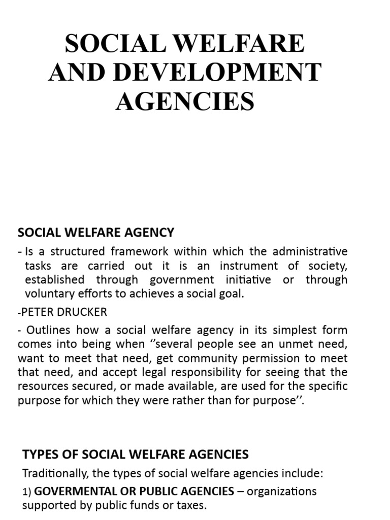 Types of Social Welfare Agencies | PDF | Organizational Structure | Welfare