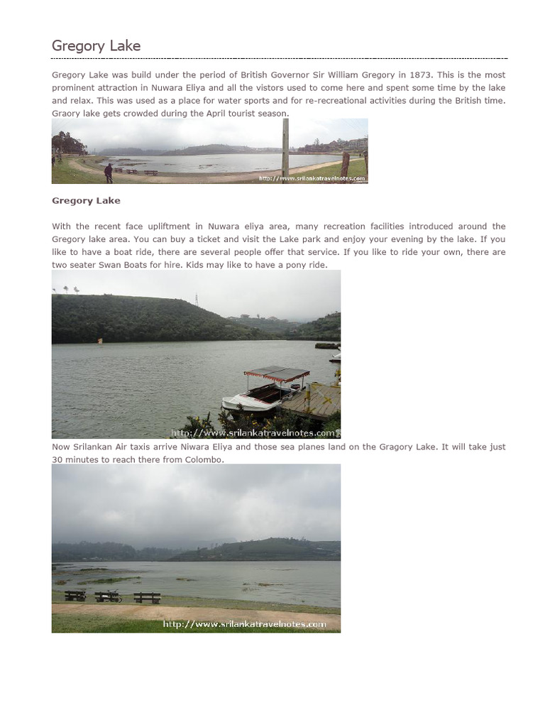 Gregory Lake: History and Activities | PDF
