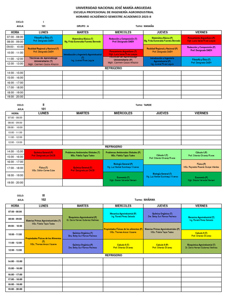 Horario EPIA 2023 - II ESTRUCTURADO | PDF | Ciencias fisicas | Ciencias Naturales