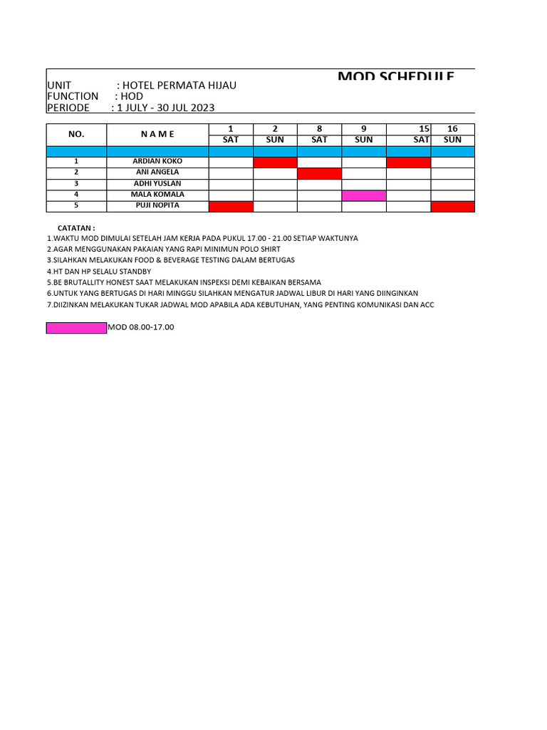 PH Mod Schedule 2023 | PDF