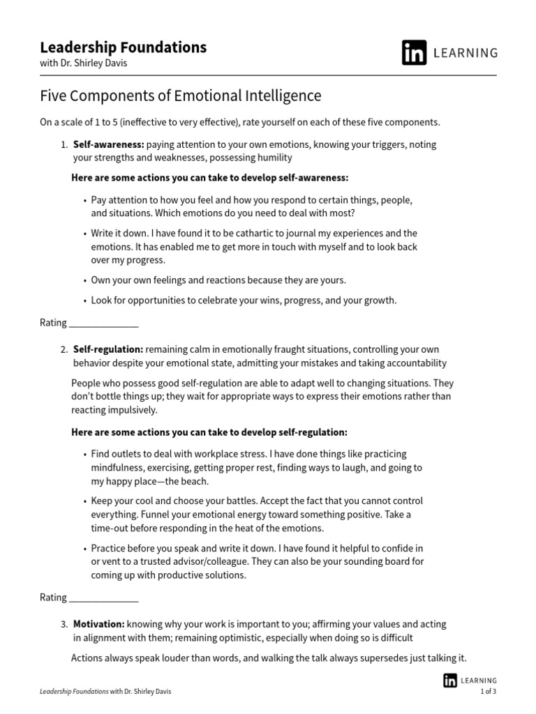 Five Components of Emotional Intelligence | PDF | Emotions | Emotional ...