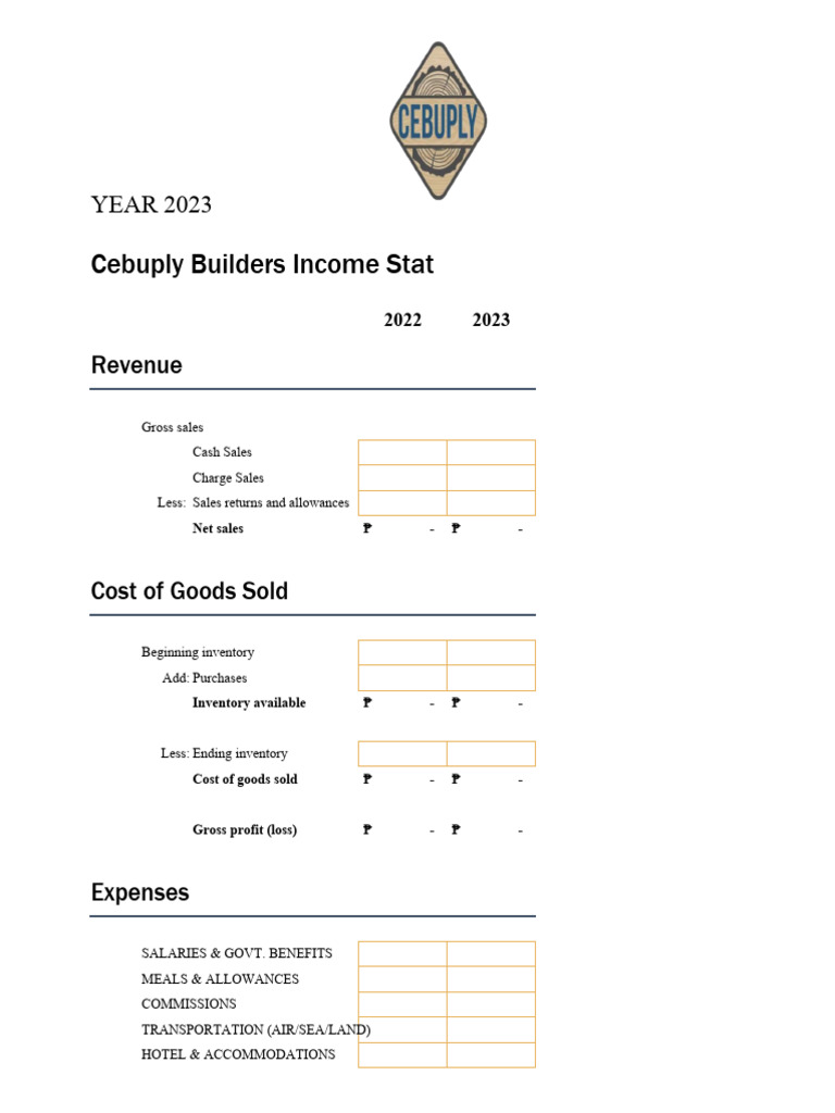 Cebuply Income Statement YOY TEMPLATE | PDF | Business | Finance ...