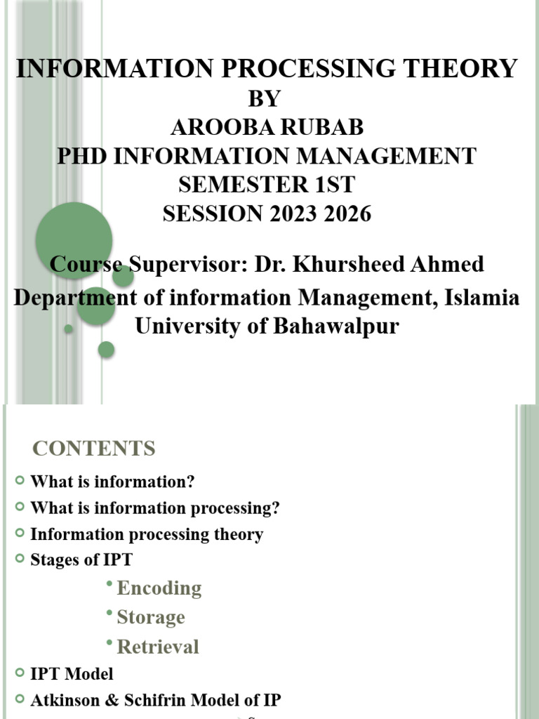 Information Processing Theory | PDF | Memory | Information