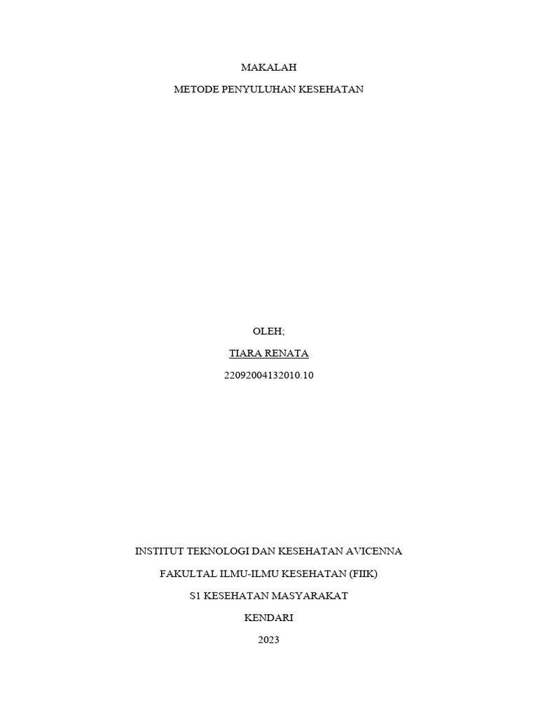 MAKALAH METODE PENYULUHAN (Promkes Tiara) | PDF | Karier & Perkembangan