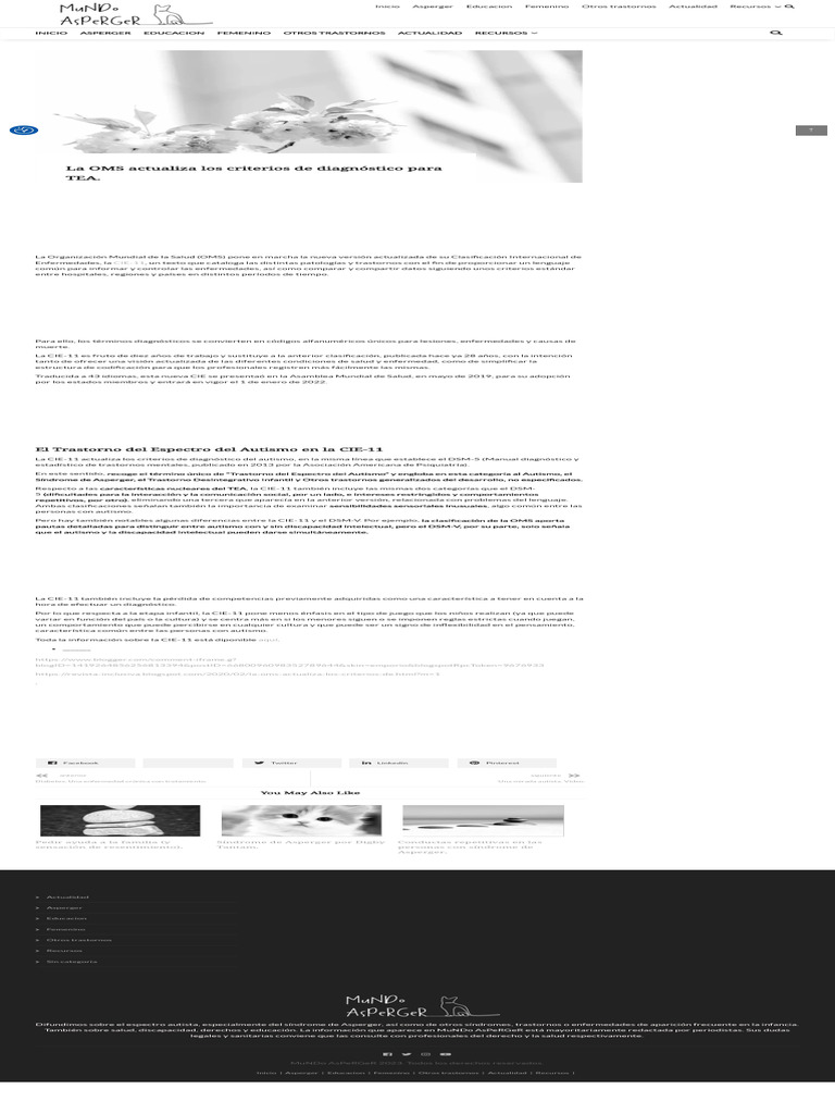 La OMS Actualiza Los Criterios de Diagnóstico para TEA.2019-22 - MuNDo ...