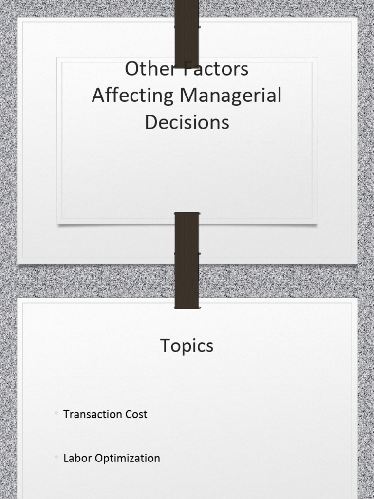 Other Factors Affecting Managerial Decisions | PDF | Cost | Sales