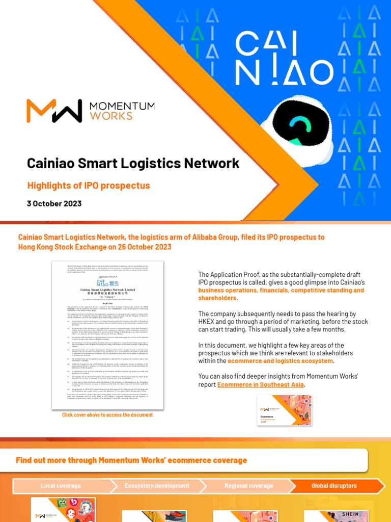 Cainiao Logistics IPO Prospectus Highlights | PDF | E Commerce | Logistics