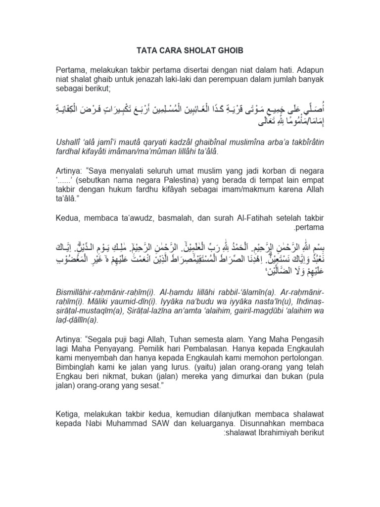 Tata Cara Sholat Ghoib | PDF | Kajian Bahasa Asing | Agama & Spiritualitas
