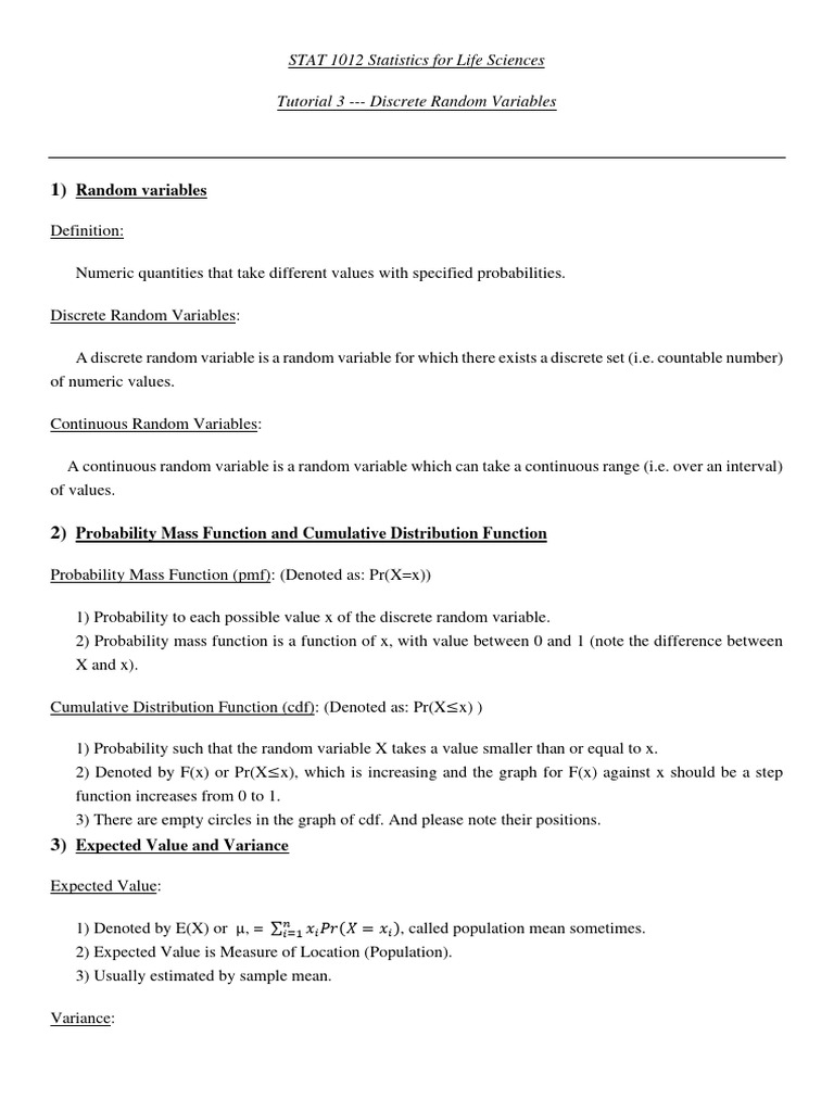 TUT3 | PDF | Probability Distribution | Random Variable