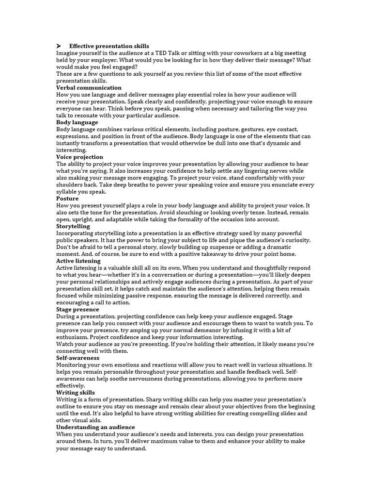 Effective Presentation Skills | PDF | Body Language | Breathing