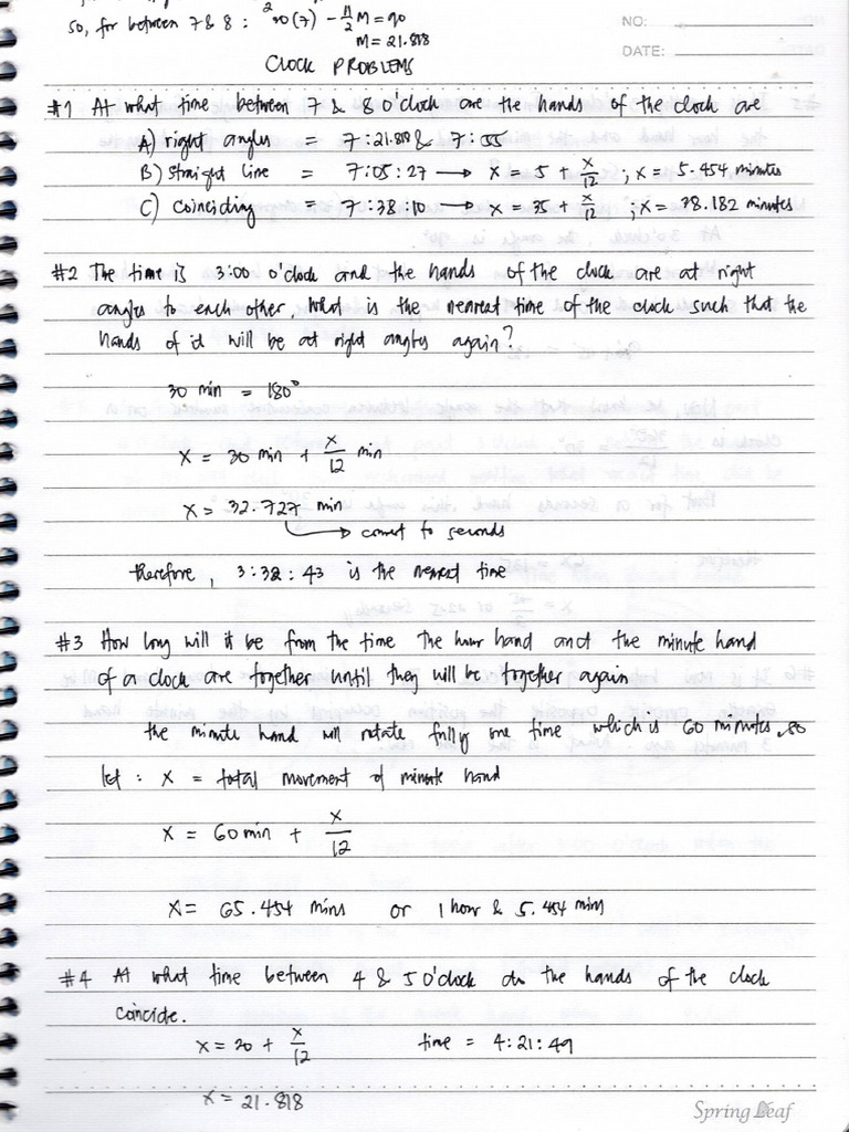 10 Algebra - Clock Problems | PDF