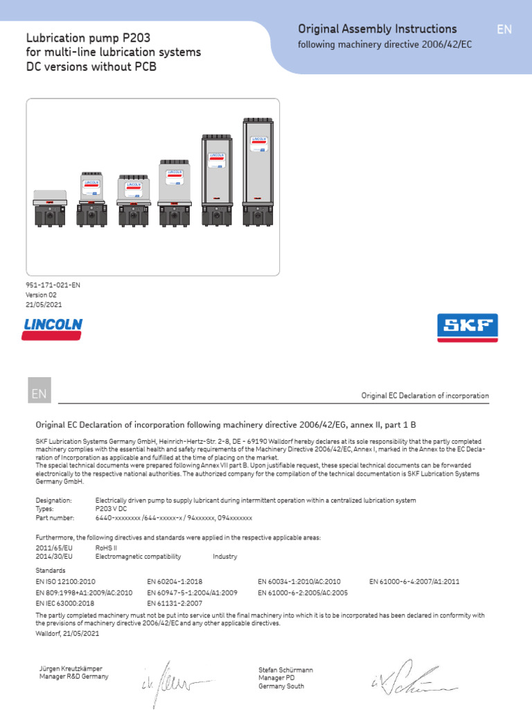 Lincoln p203 | PDF | Pump | Electrical Engineering