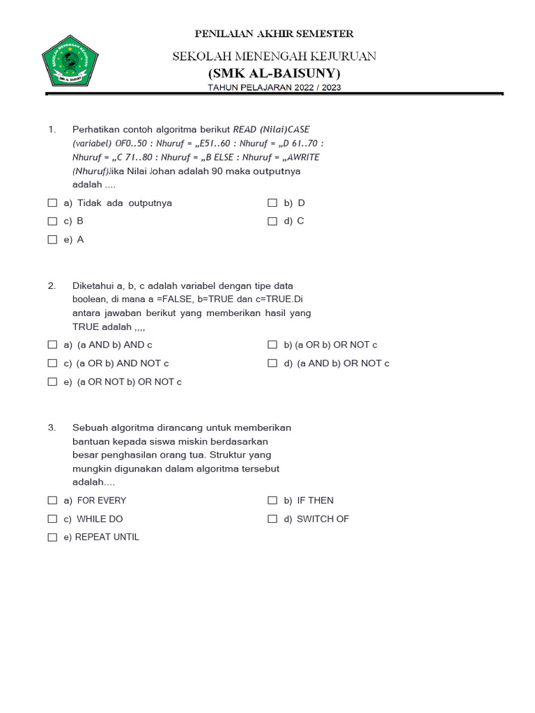 Soal Pas X 2023 | PDF