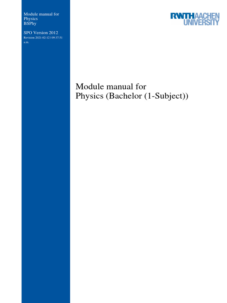 RWTH Physics | PDF | Physics | Mechanics