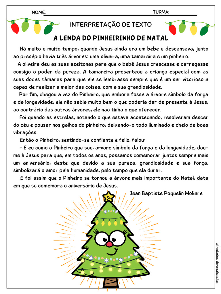 Lenda do Pinheiro de Natal para Crianças | PDF | Jesus | Natal