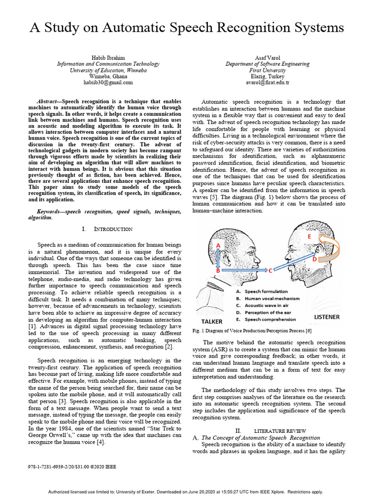 Ibrahim 2020 | PDF | Speech Recognition | Speech