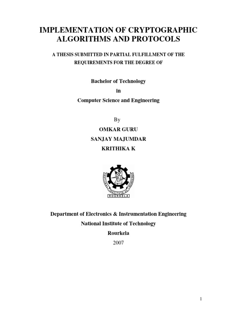 Implementation of Cryptographic Algorithms and 4 | PDF | Cryptography | Public Key Cryptography