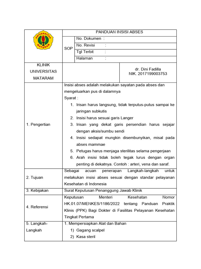SOP Insisi Abses | PDF
