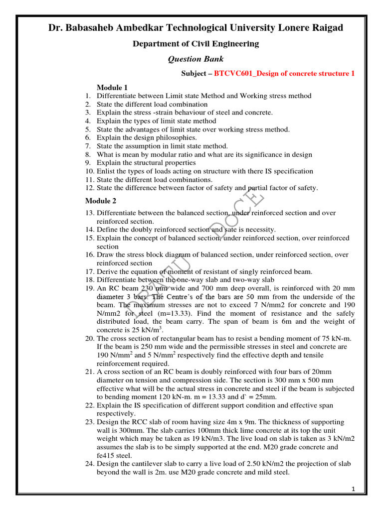 1.-BTCVC601 DCS-I Updated | PDF | Beam (Structure) | Reinforced Concrete