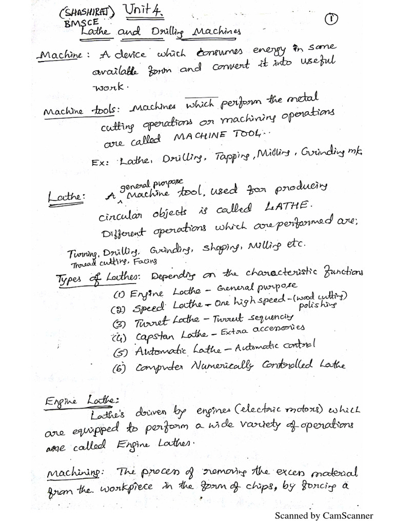 Lathe Drilling Machine Notes | PDF