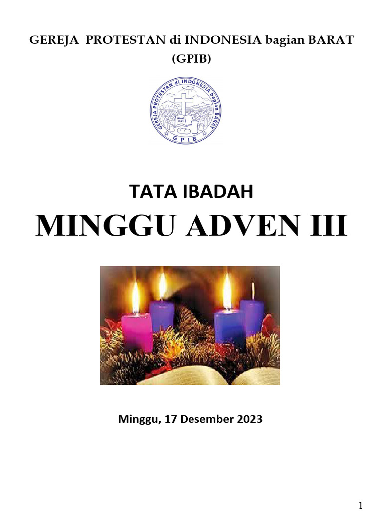 Tata Ibadah Minggu Adven 3, 17 Des 23 Edit PanKas Dengan Perjamuan | PDF