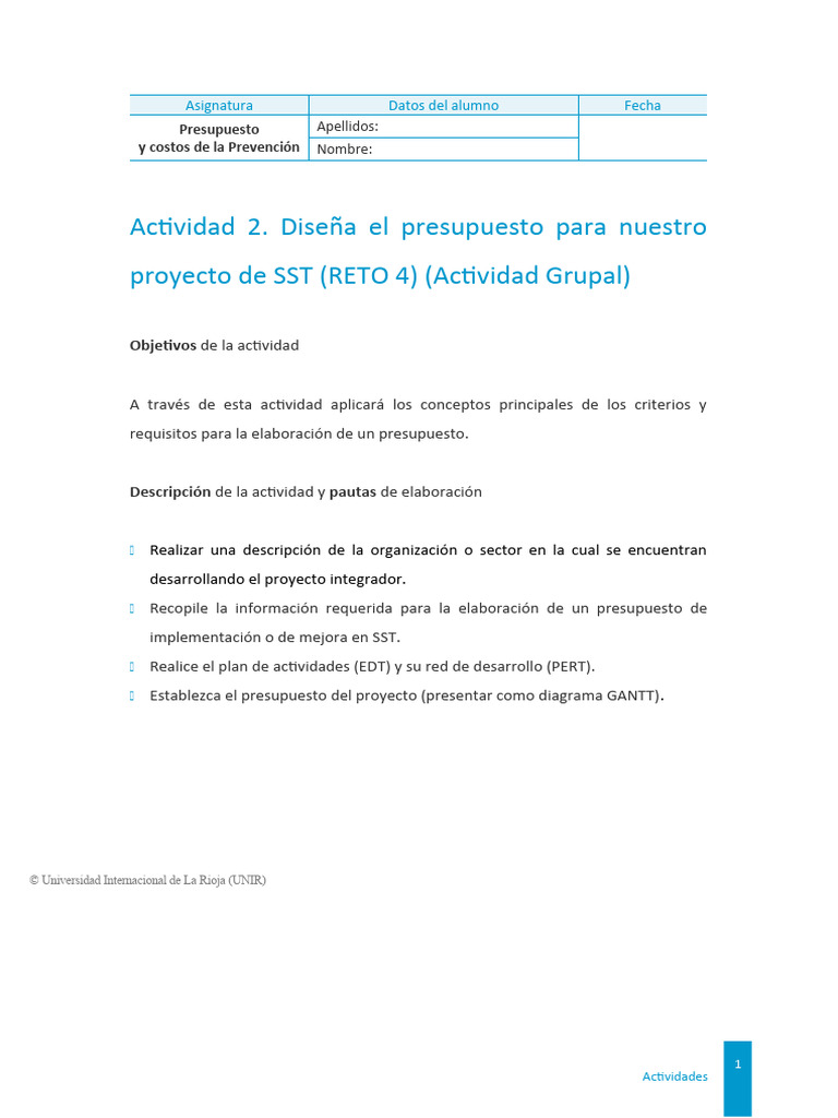 Presupuesto para Proyecto de SST | PDF | Presupuesto | Informática