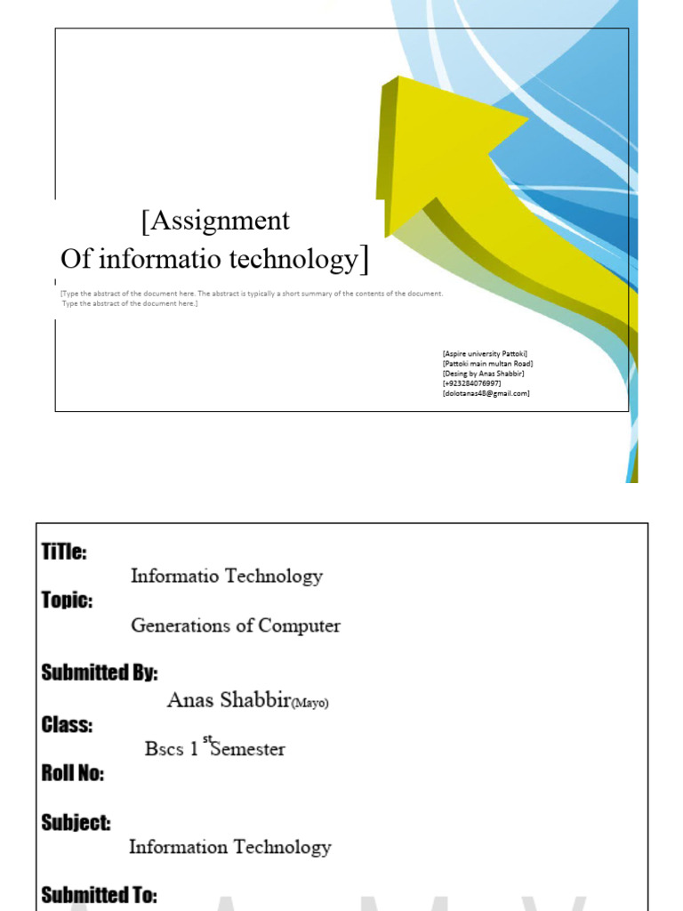 Assignment of Information Technology About Generations of Computer | PDF | Integrated Circuit ...