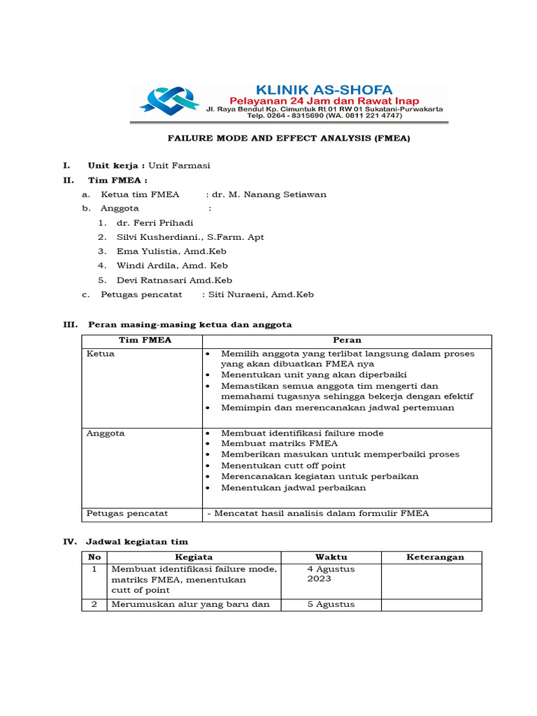 Bab 2.1.5 Fmea Farmasi | PDF