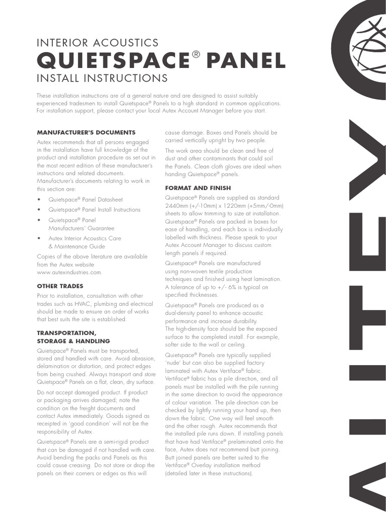 IA - QP AU QS Panel Install Instructions - Jul20 - SB | PDF | Adhesive | Knife