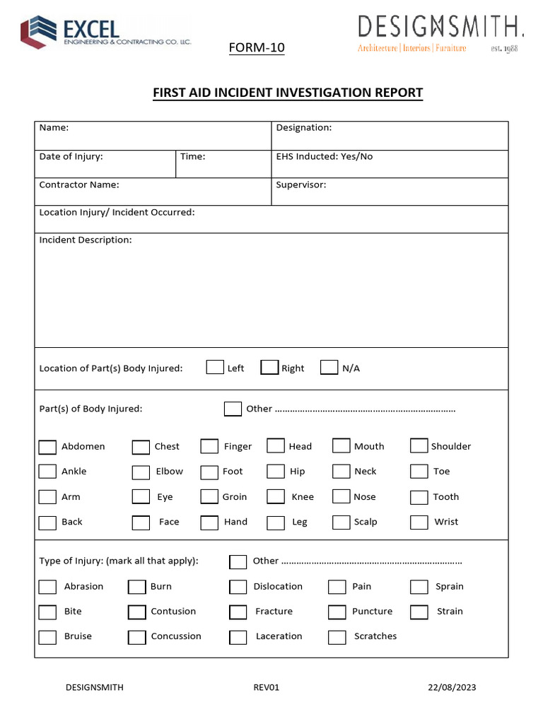 First Aid Incident Report | PDF