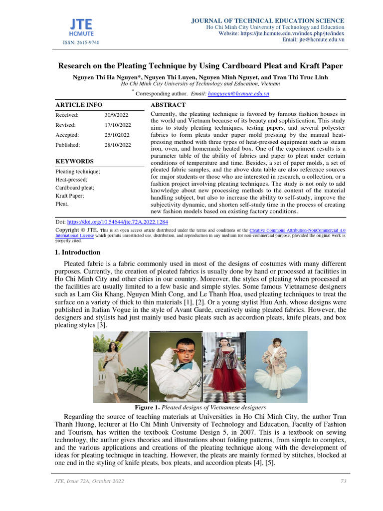 Research On The Pleating Technique by Using Cardbo | PDF | Fibers ...