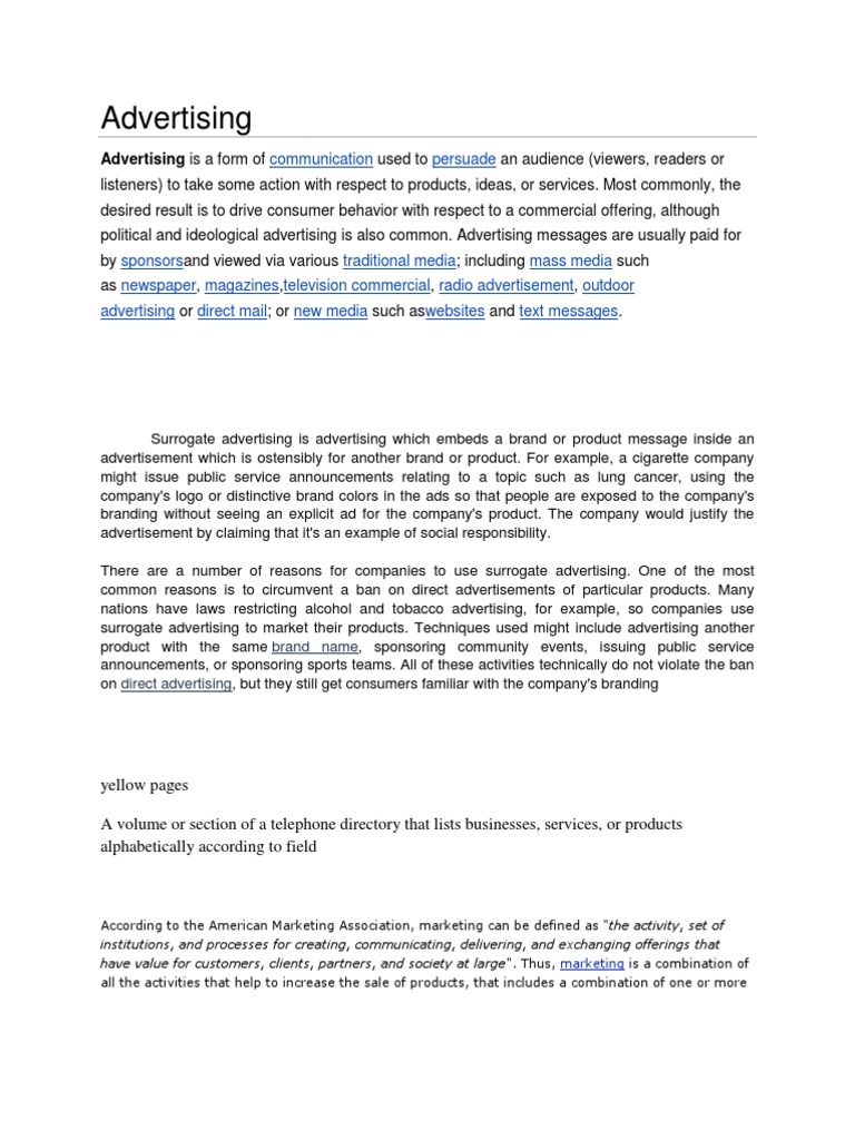 Advertising: Advertising Is A Form of | PDF | Advertising | Online ...