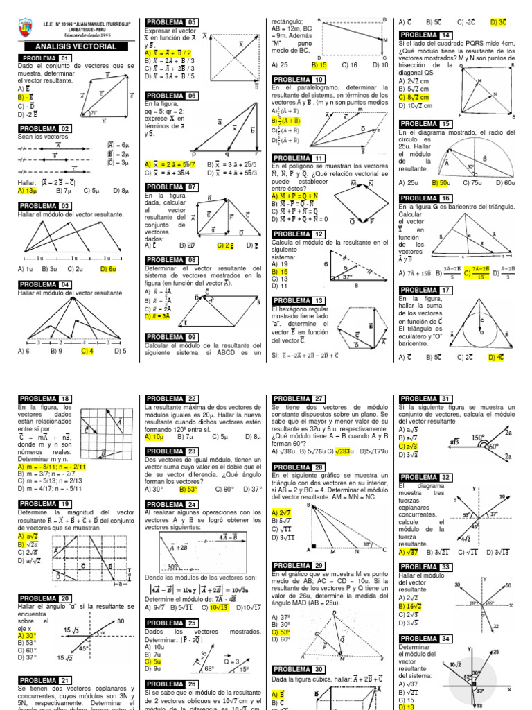 Tema #02 - Vectores - Ejercicios | PDF | Vector Euclidiano | Triángulo