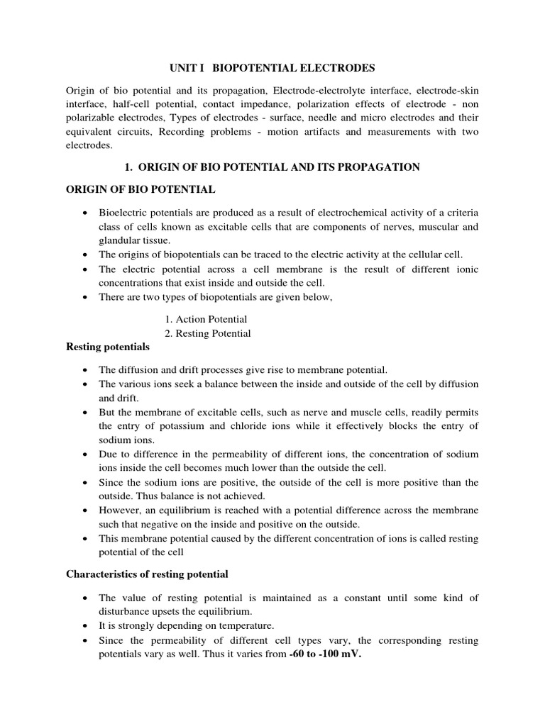 Bmi Unit 1 To 5 | PDF | Electrocardiography | Action Potential