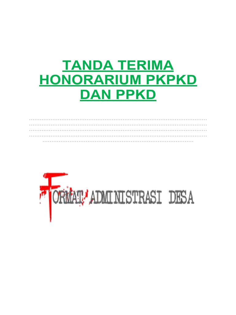 Tanda Terima Honorarium PKPKD Dan PPKD | PDF