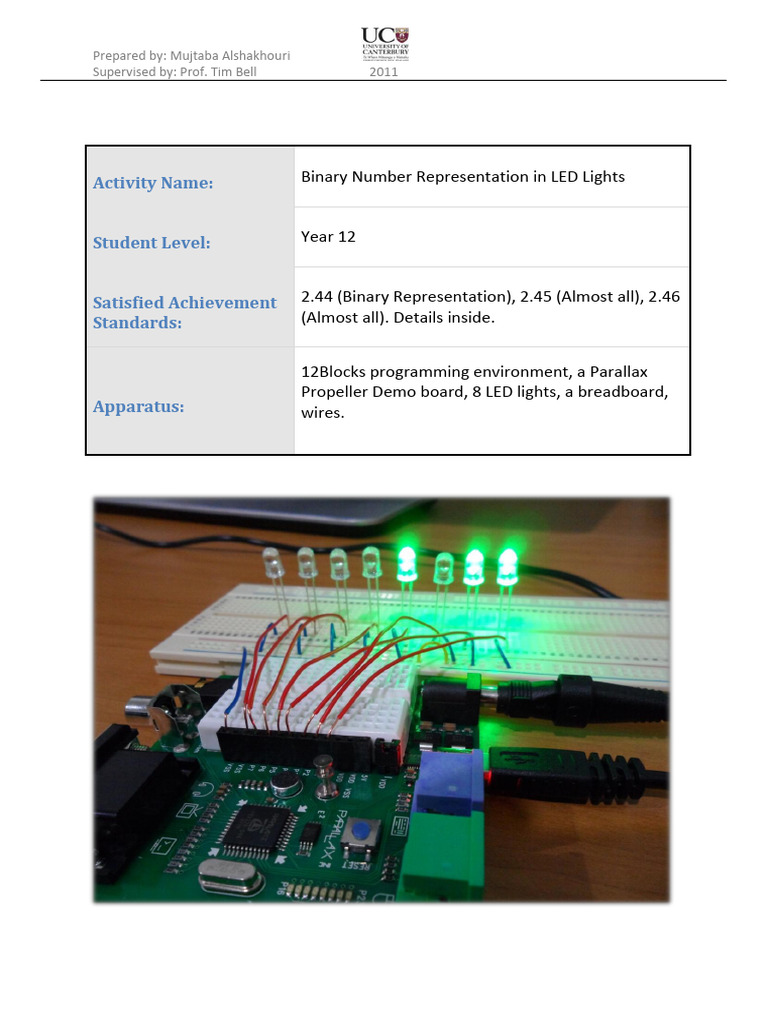 Binary Number Representation in LED Lights | PDF | Programming | Computer Program