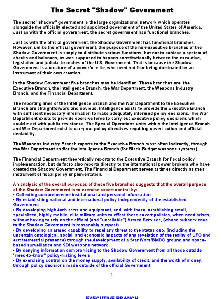 Understanding the Shadow Government Structure | PDF | United States Air ...