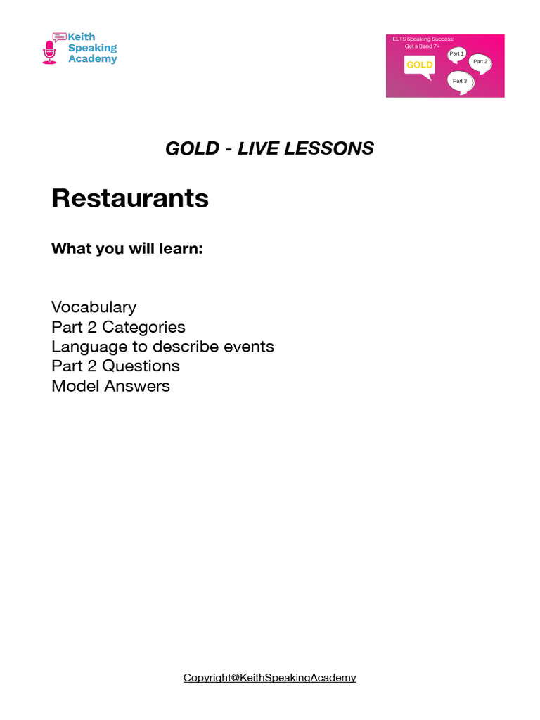 Restaurants Lesson Notes 23 March 2023 | PDF | Restaurants | Waiting Staff